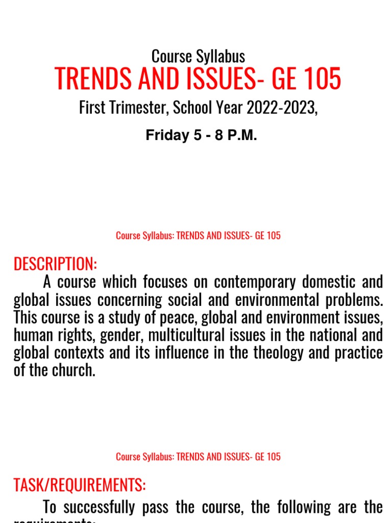 Trends & Issues Syllabus | PDF | Lecture | Plagiarism