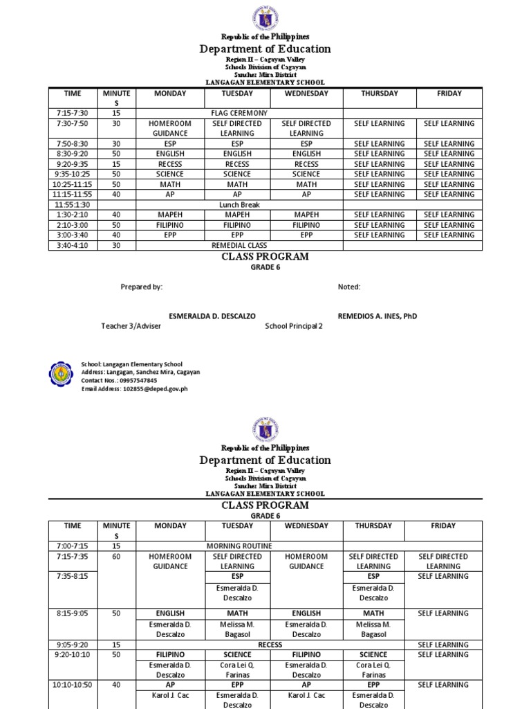 Class Program 2022-2023 | Download Free PDF | Social Institutions | Schools