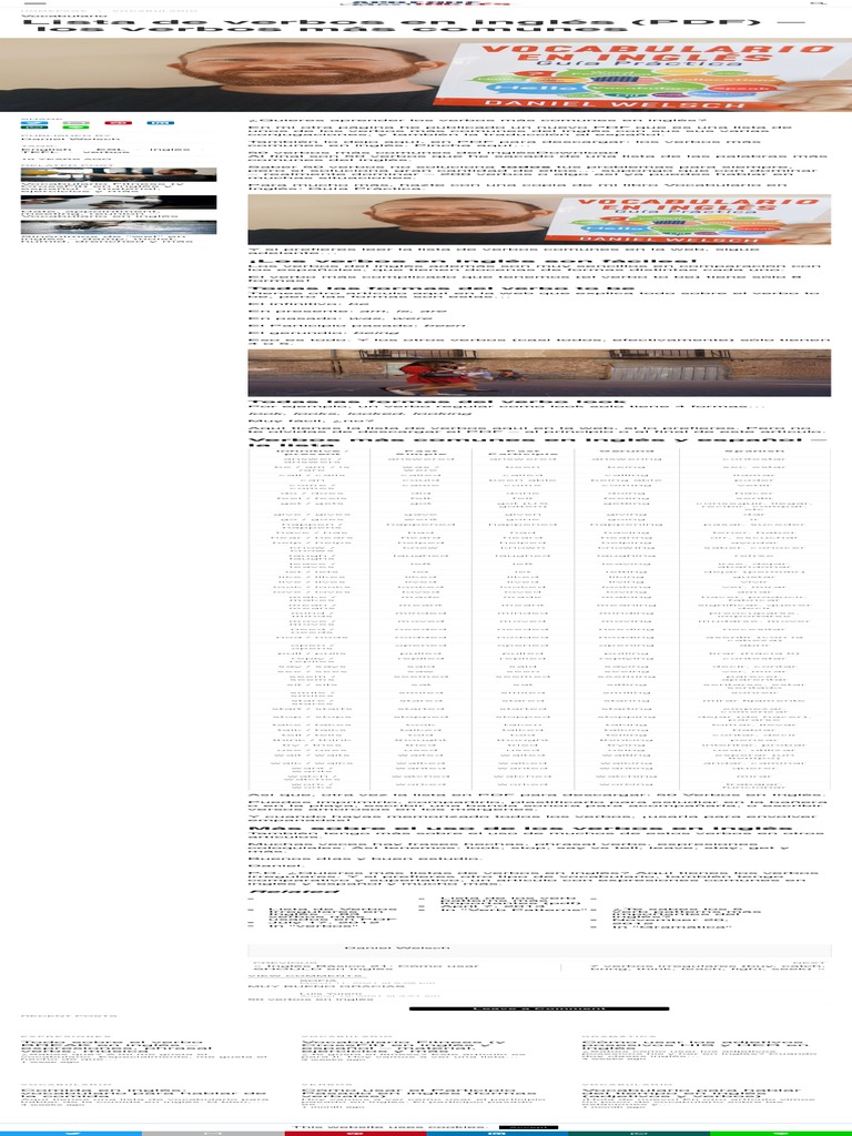 Lista De Verbos En Inglés Pdf 50 Verbos Más Comunes Pdf