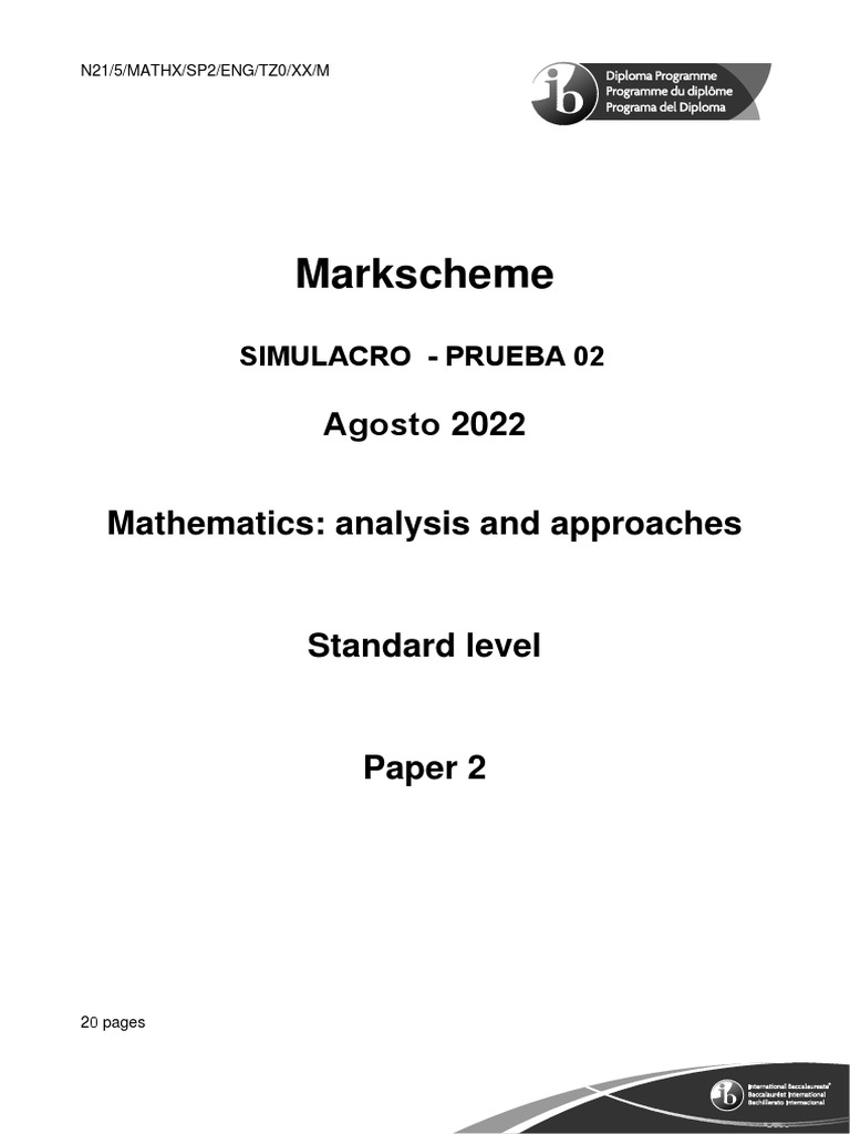 Math Analysis and Approaches SL Markscheme | PDF | Mathematical ...