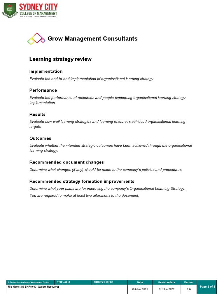 Learning Strategy Review Template | PDF