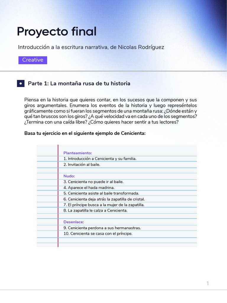 Proyecto Final Introduccion A La Escritura Narrativa | PDF