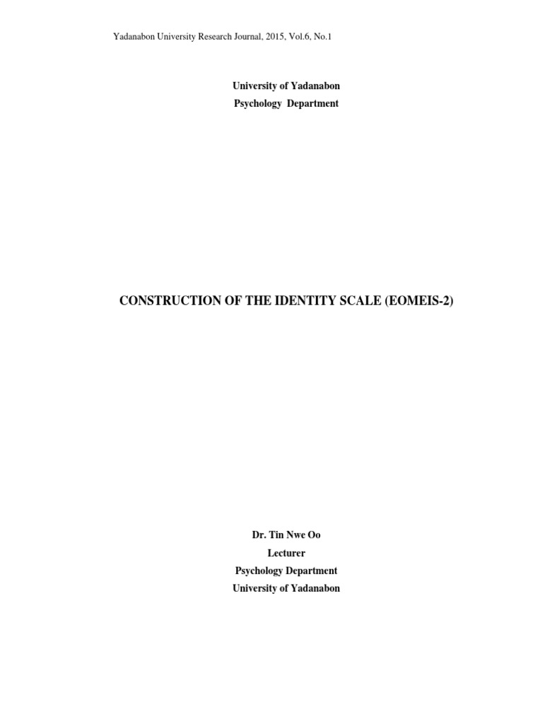 Construction of The Identity Scale (Eomeis-2) | PDF | Identity (Social ...