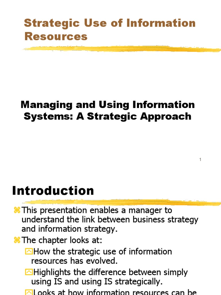 Strategic Use of Information Resources | PDF | Value Chain | Strategic ...