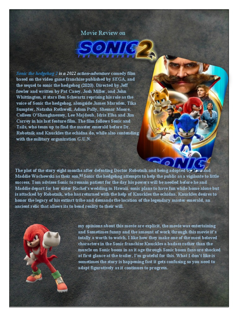 Movie Review On Sonic The Hedgehog 2 | PDF
