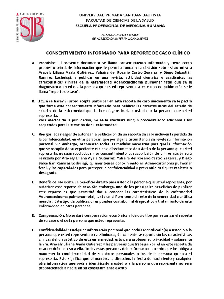 Consentimiento Informado Español. | PDF | Consentimiento informado ...