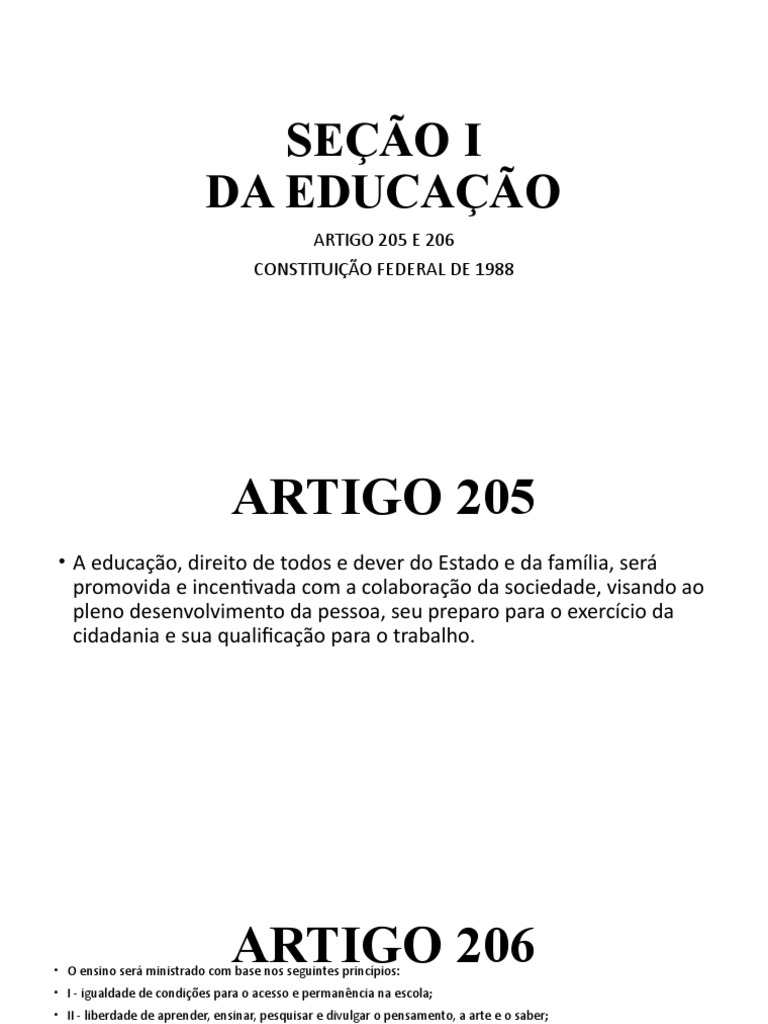 Artigo 205 e 206 CF | Download grátis PDF | Estado | Cidadania