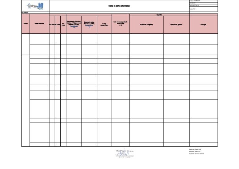Matriz de Partes Interesadas ISO | PDF