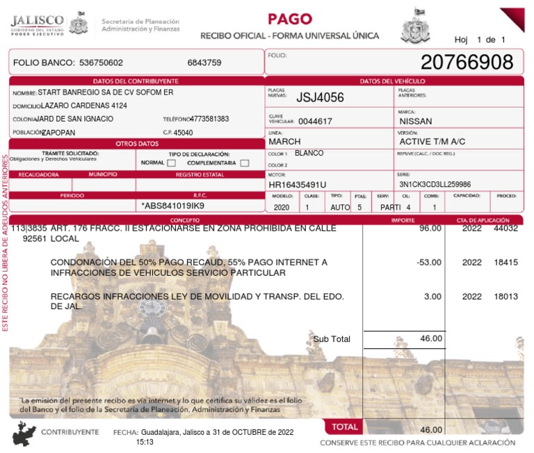 Start Banregio Sa de CV Sofom Er Lazaro Cardenas 4124: Obligaciones y Derechos Vehiculares | PDF