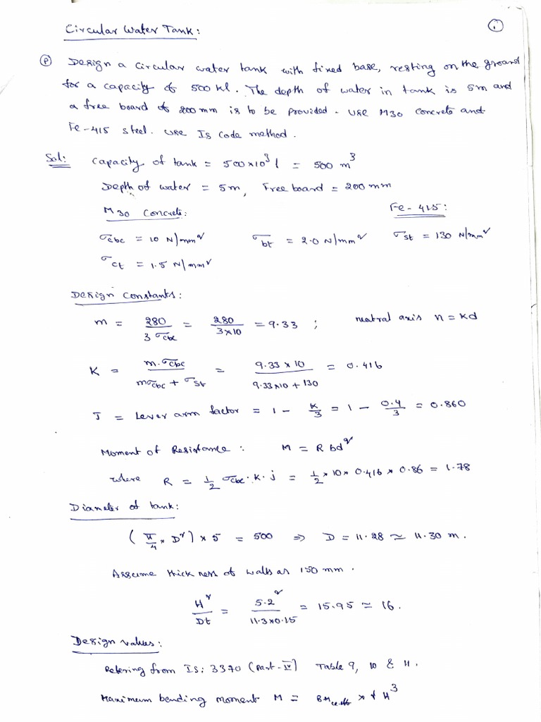 Circular Water Tank - Problem 1 | PDF