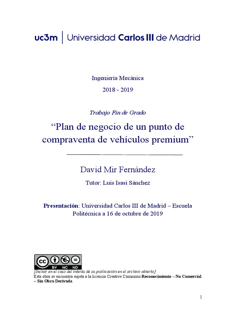 TFG David Mir Fernandez 2019 | PDF | Cadena de valor | Concesionario de ...