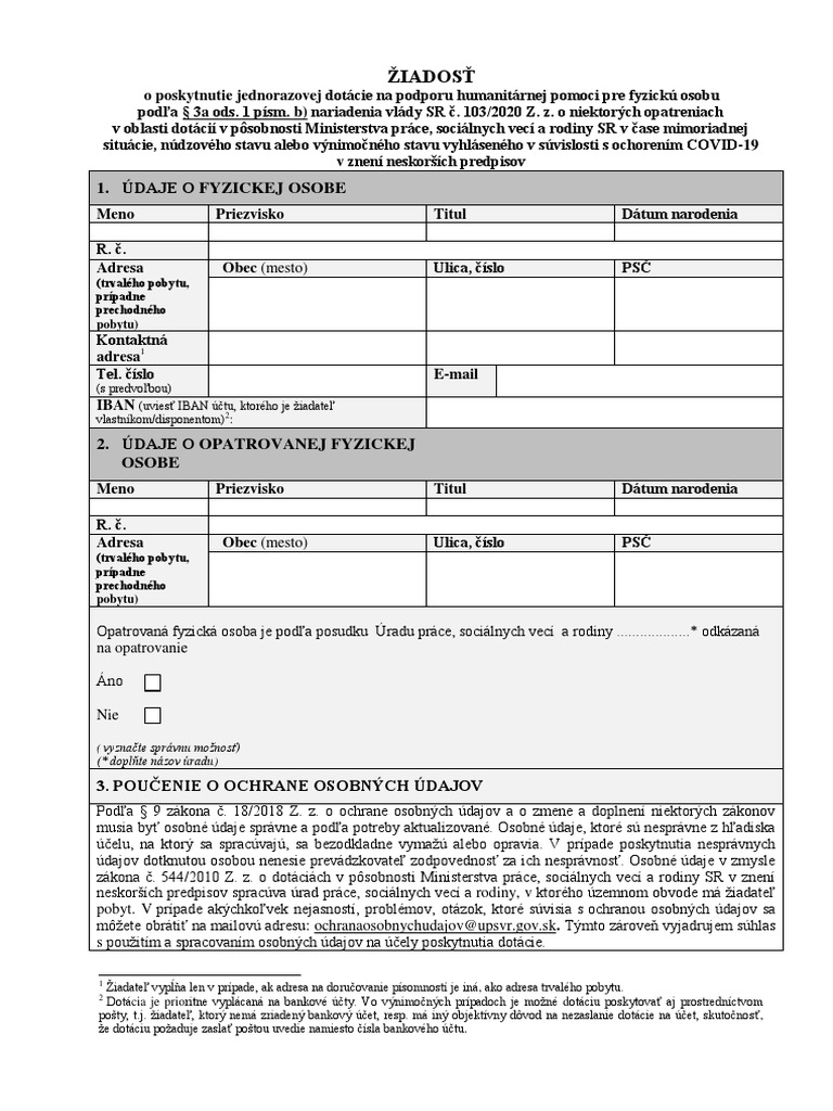 ZIADOST o Dotaciu O Final | PDF