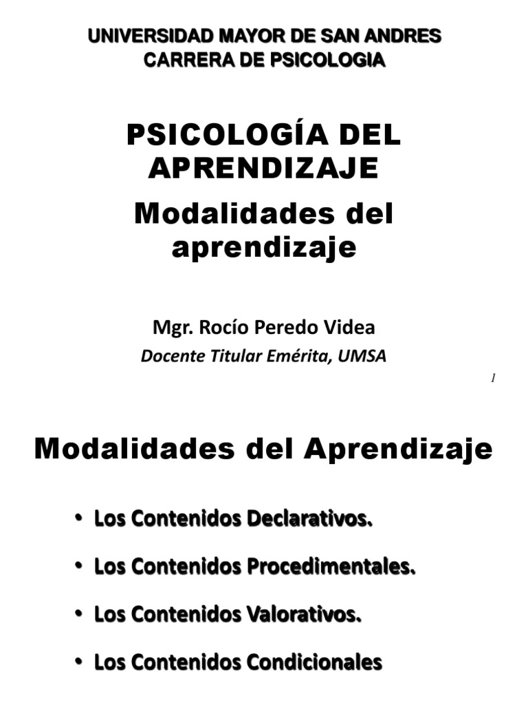 Modalidades Del Aprendizaje | PDF | Aprendizaje | Conocimiento