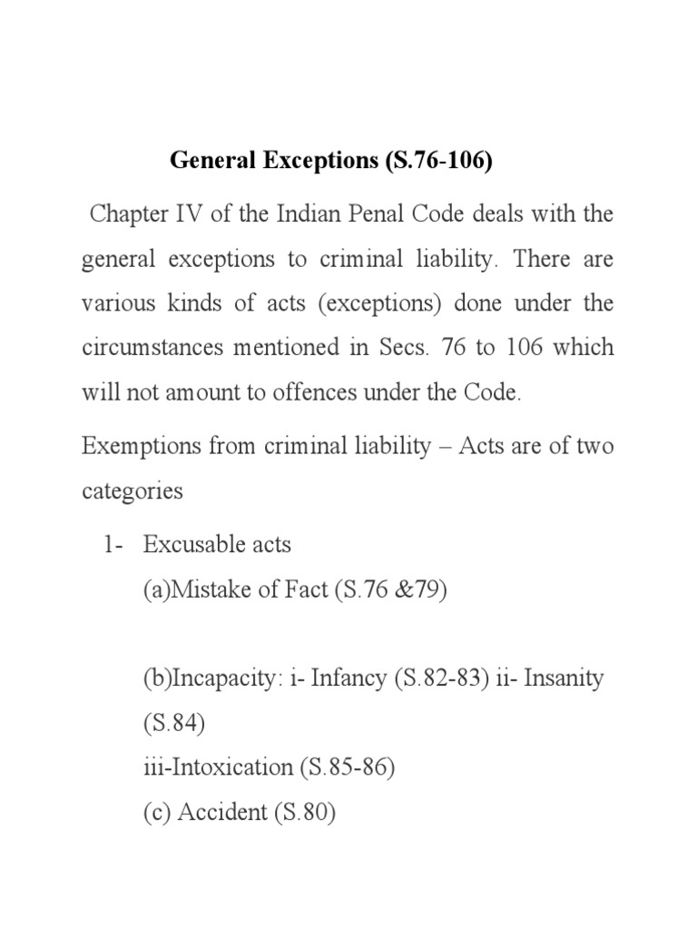 An In-Depth Examination of General Exceptions to Criminal Liability Under the Indian Penal Code ...