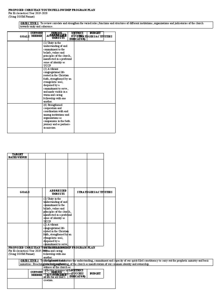 Proposed Christian Youth Fellowship Program Plan 2019 2020 | PDF ...