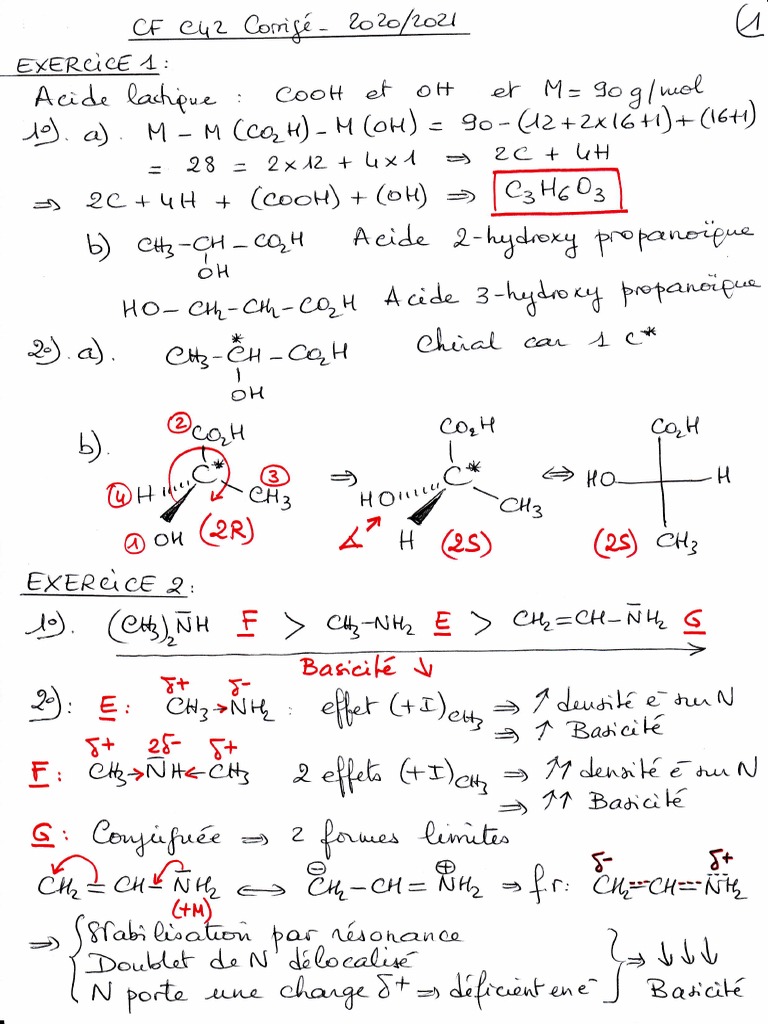 Corrigé Détaillé CCF C42 2020-2021 | PDF