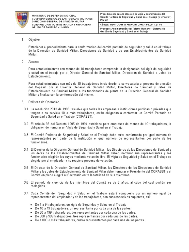 Procedimiento para La Eleccion de Vigia y Conformacion Del Copasst v1 ...