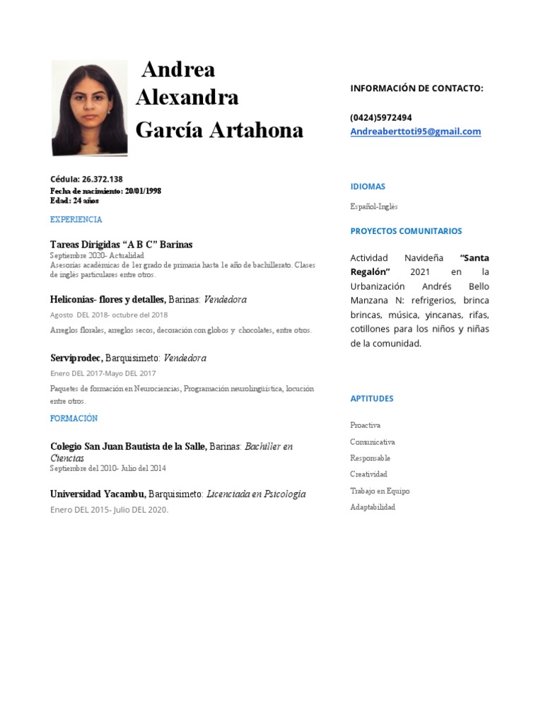 Curriculum Andrea Garcia | PDF
