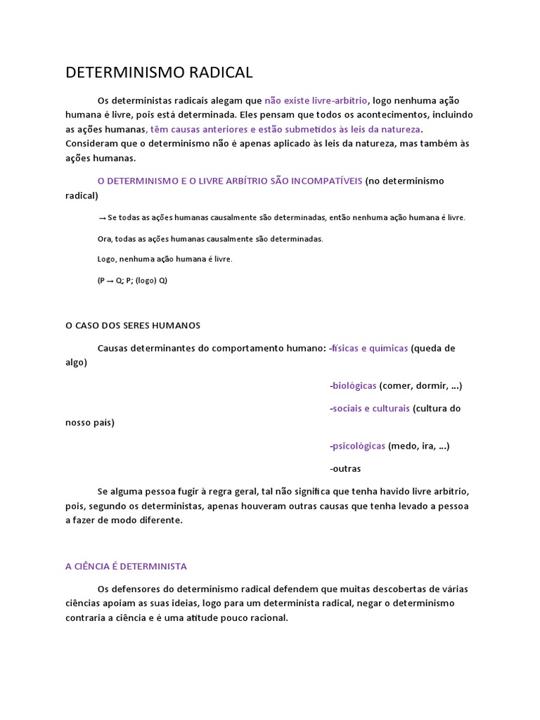 Determinismo Radical e Livre-Arbítrio | PDF | Livre arbítrio | Metafísica
