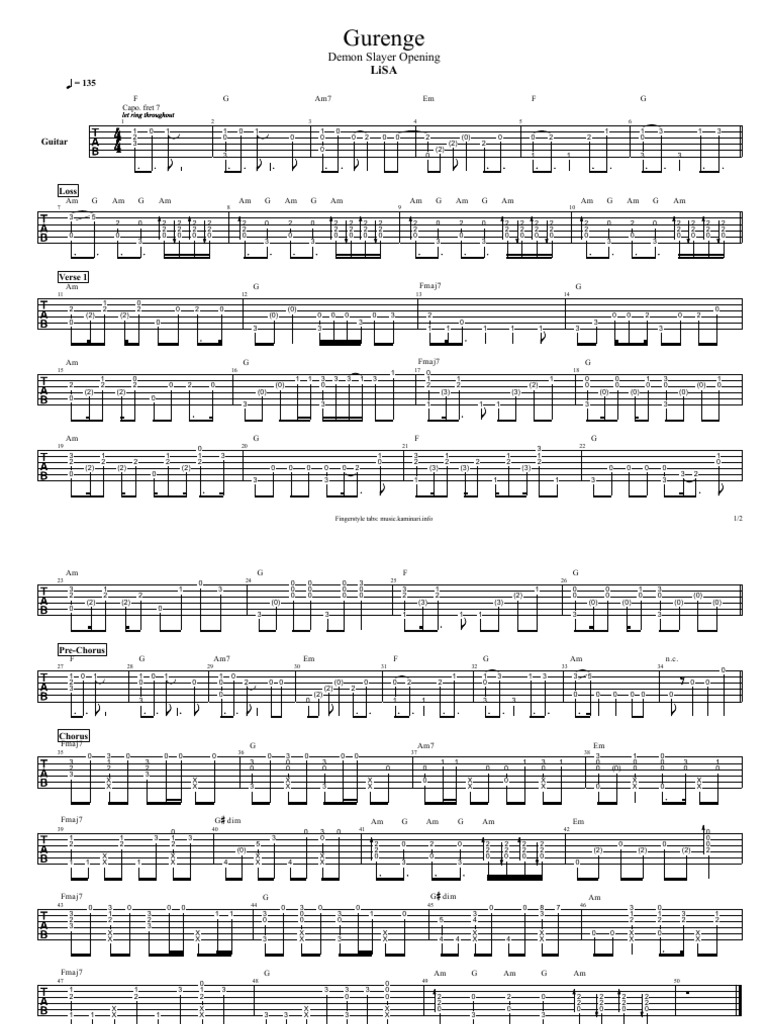 Demon Slayer - Gurenge (Music - Kaminari.info) | PDF | European Musical ...