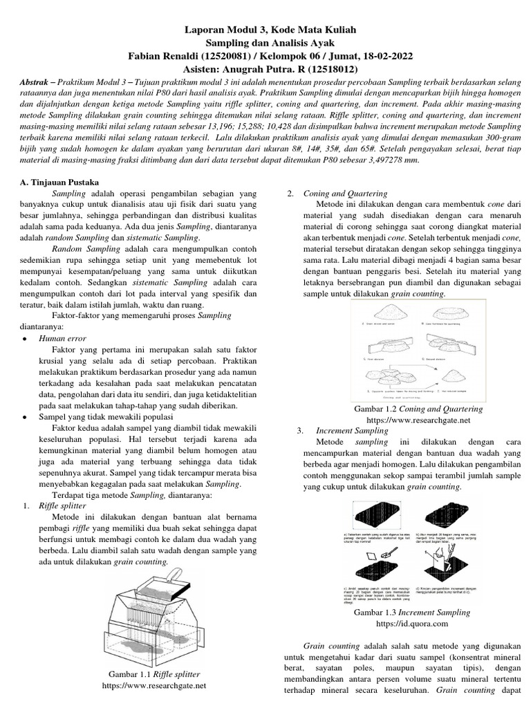 Sampling Dan Analisis Ayak | PDF