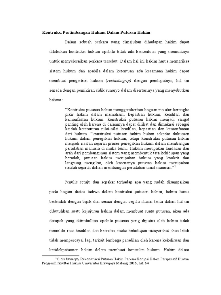 Kontruksi Pertimbangan Hukum Dalam Putusan Hakim | PDF