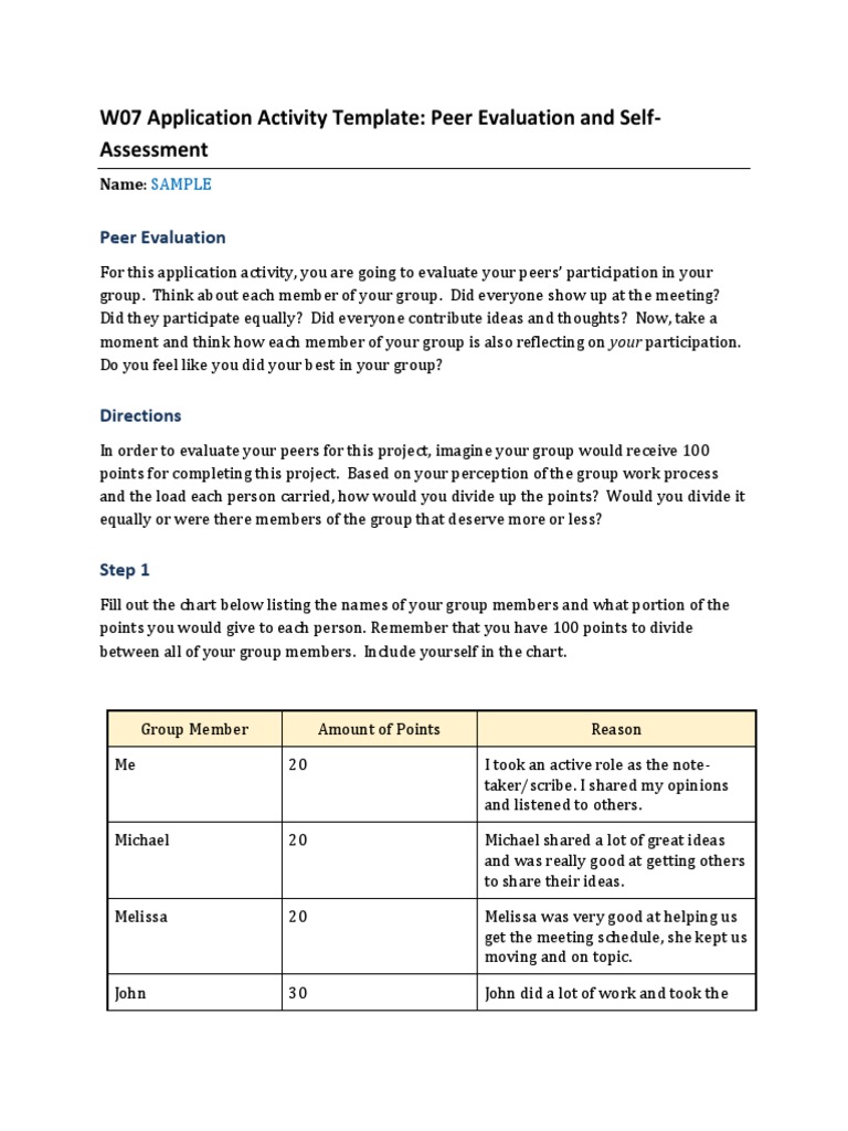 Peer and Self Evaluation | PDF | Thought | Communication