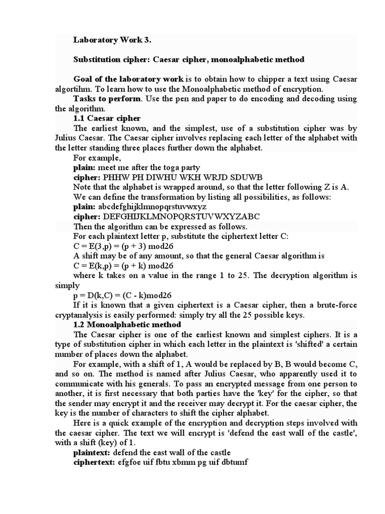 Practical Lesson 3 Pdf Cipher Encryption