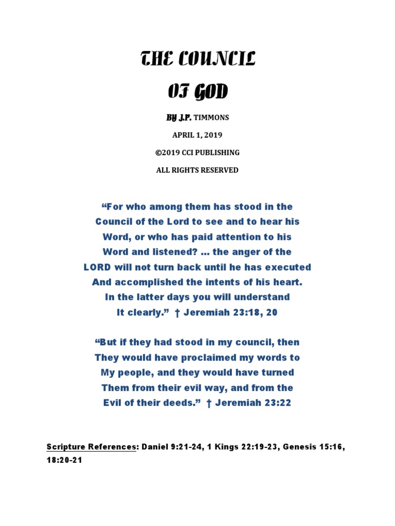 The Council of God by J.P. Timmons April 1, Cci Publishing All Rights ...