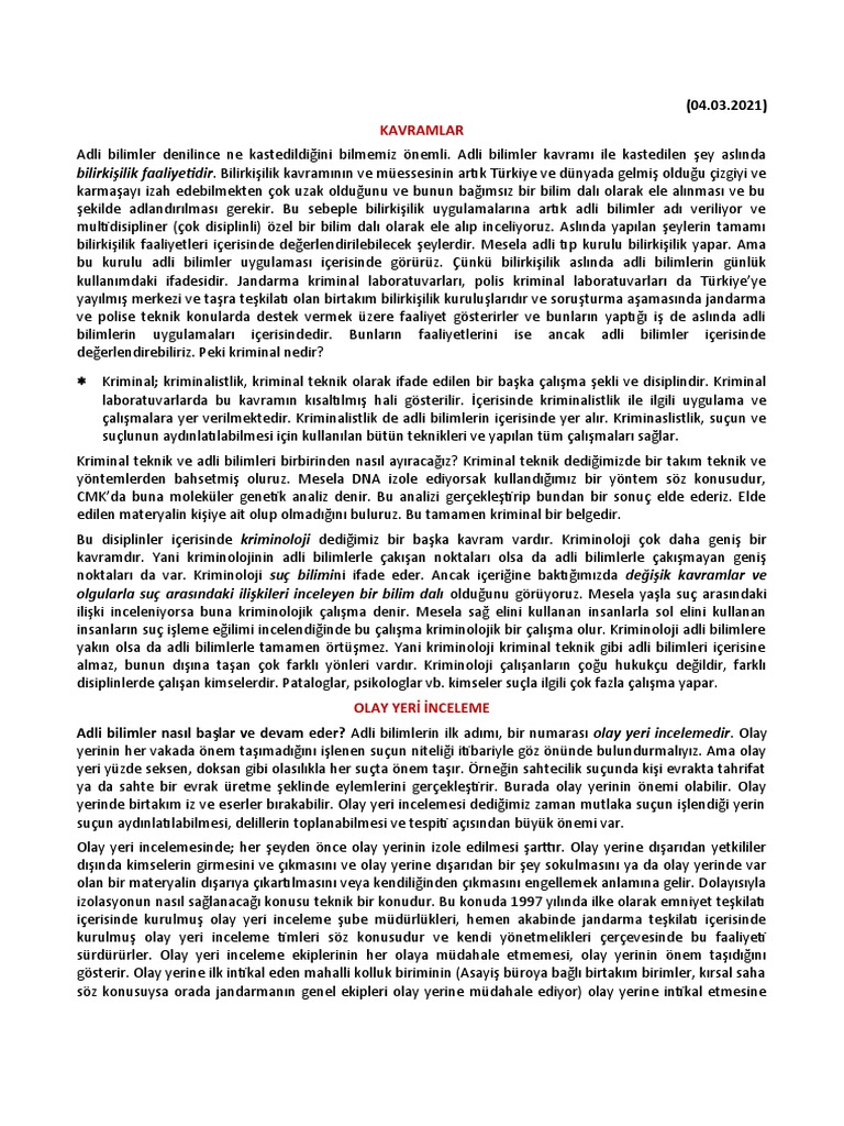 Adli Bilimler Ders Notu | PDF Adli Bilimler Ders Notu | PDF