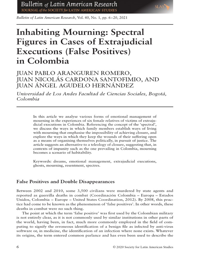 Inhabiting Mourning: Spectral Figures in Cases of Extrajudicial ...