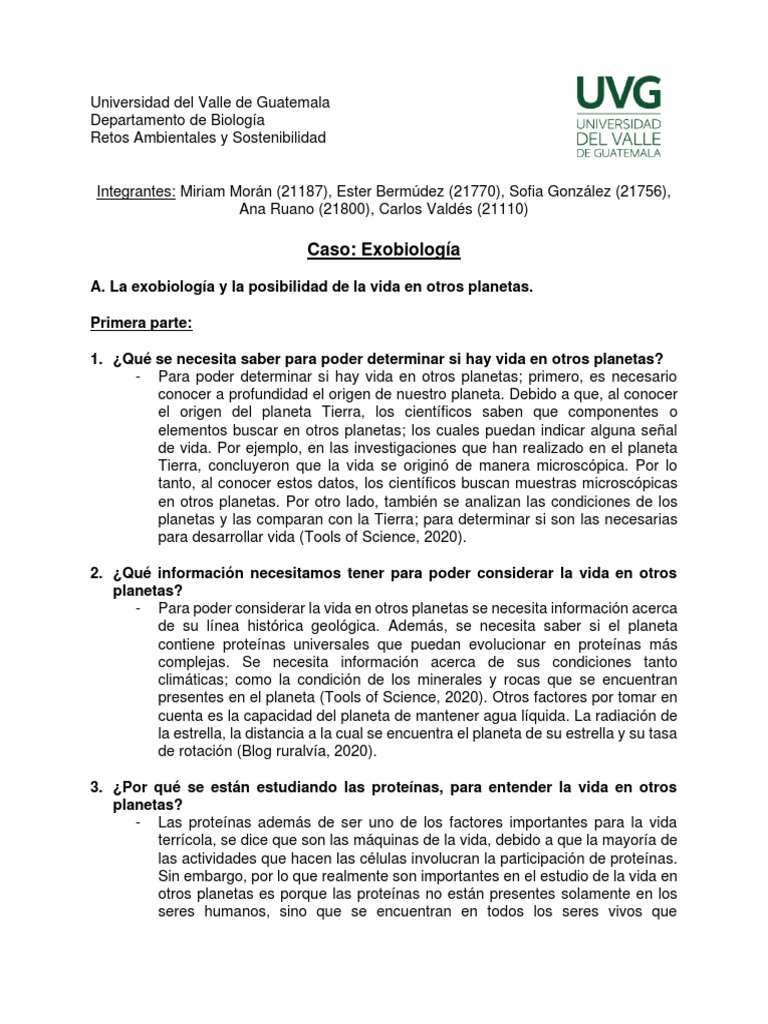 Caso 1. Exobiología | PDF | Vida | Astrobiología