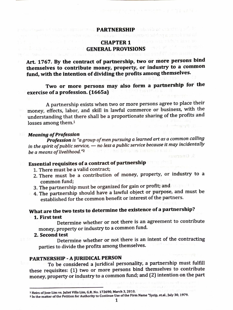 CHAPTER 1 - General Provision | Download Free PDF | Partnership ...