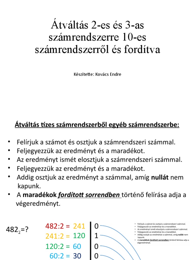 Átváltás 2-Es És 3-As Számrendszerre | PDF