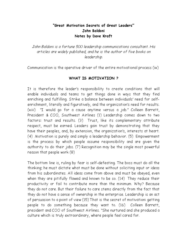 Great Motivation Secrets of Great Leaders | PDF | Leadership ...