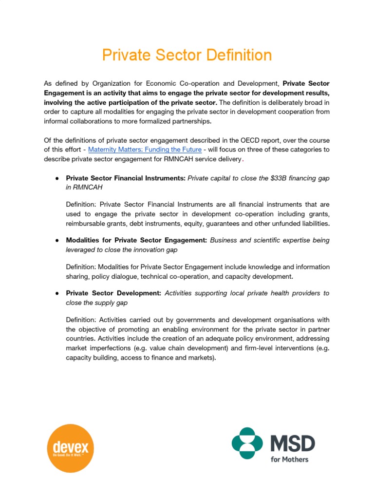 Devex MSD Private Sector Definition November 2020 | PDF