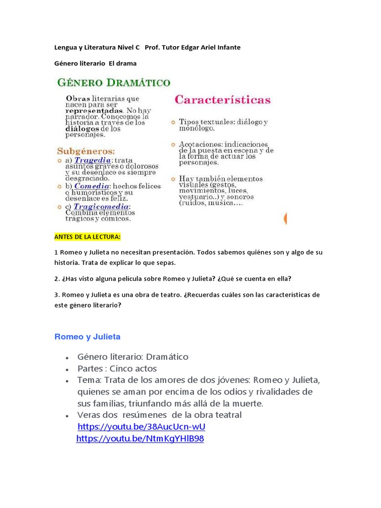 Nivel C Genero Dramatico | PDF | Romeo y Julieta