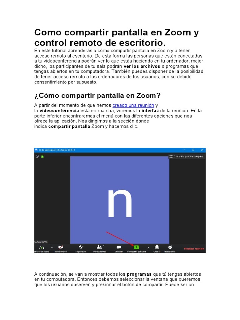 Compartir Pantalla y Control Remoto en Zoom | PDF | Ventana ...