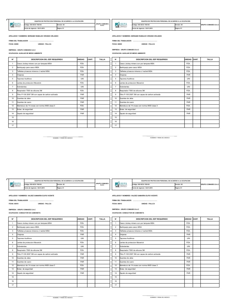 Sgi-Gcs-Fad-03 Entrega de Epps Personal Nuevo | PDF | Equipo deportivo | Bienes de consumo