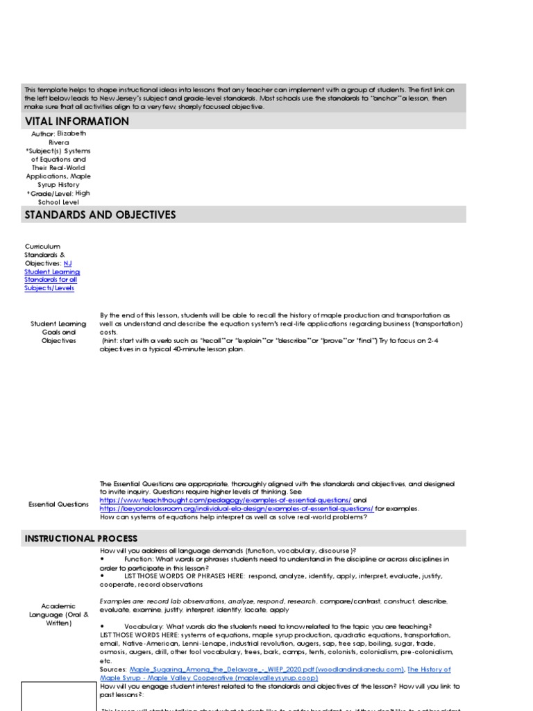 Lesson Plan 1 Systems of Equations 2 1 | PDF | Educational Assessment ...