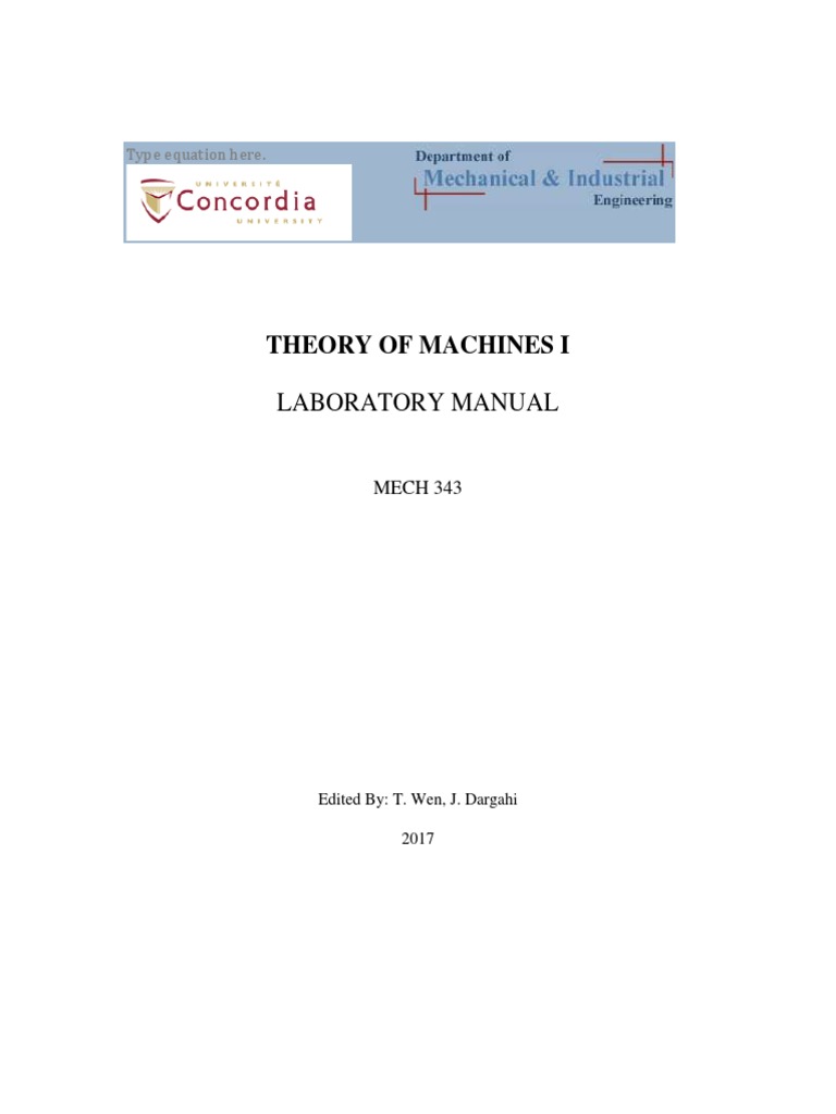 Theory of Machines I Laboratory Manual | PDF | Velocity | Force