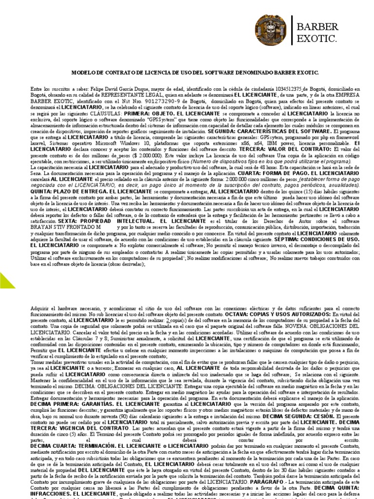 Contrato de Software | PDF | Software | Programa de computadora