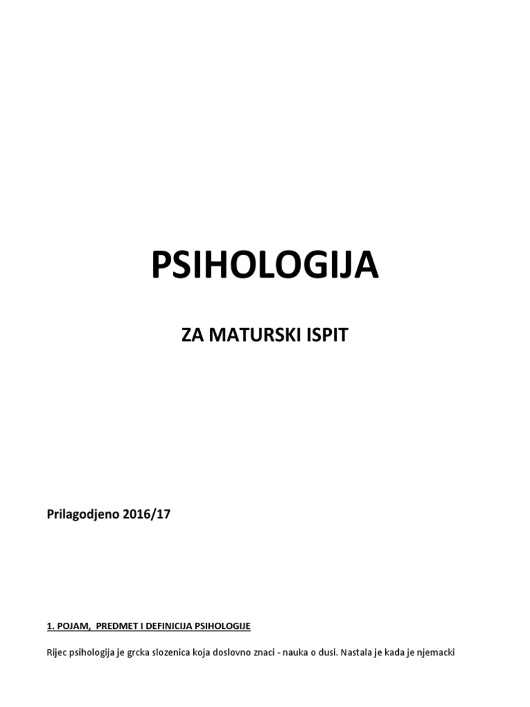 Psihologija: Za Maturski Ispit | PDF