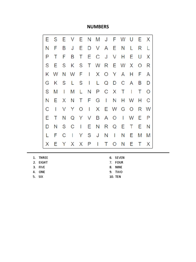 Sopa De Letras Numeros Pdf Travel 