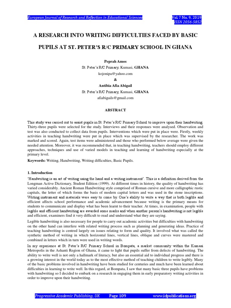 Full Paper A Research Into Writing Difficulties Faced by Basic Pupils ...