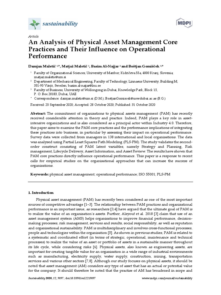 An Analysis of Physical Asset Management Core Practices | PDF | Survey ...