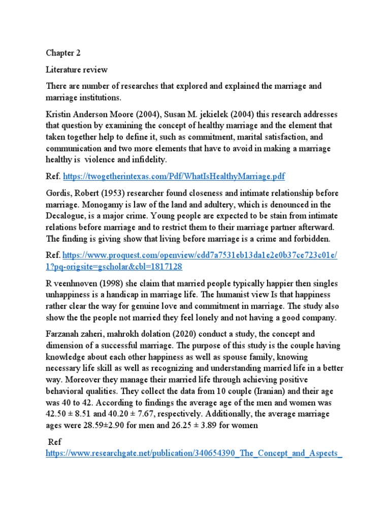 Chapter 2 Literature Review | PDF | Marriage | Family