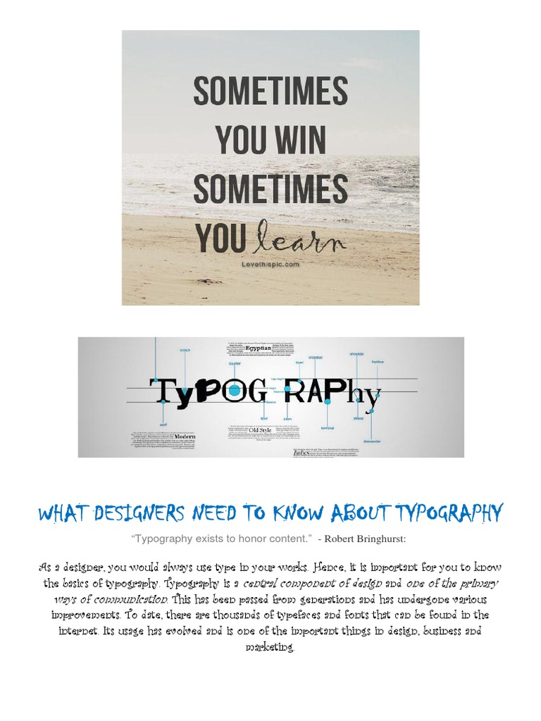 What Designers Need To Know About Typography | PDF | Typefaces | Typography