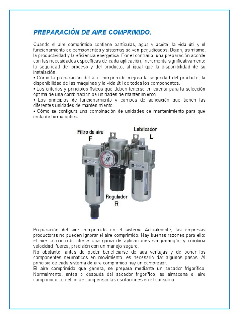 Preparación de Aire Comprimido | PDF | Ingeniería de confiabilidad | Agua