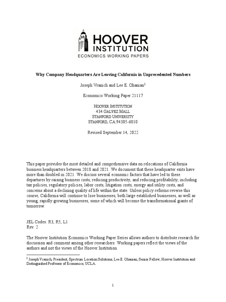 Hoover Report | Download Free PDF | Taxes | Employment